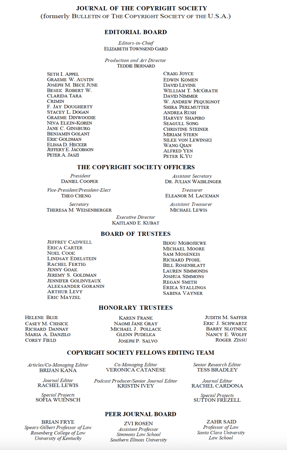About the Journal | The Copyright Society - The Copyright Society